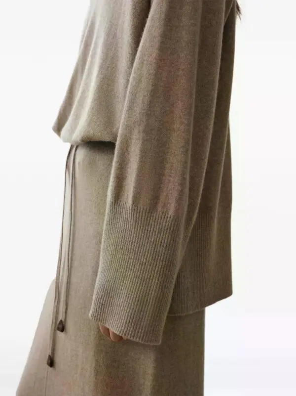 LESS Cashmere Drawstring Midi Skirt