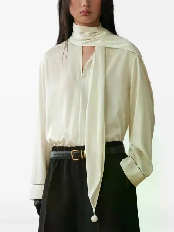 LESS Scarf-collar Long-sleeve Blouse