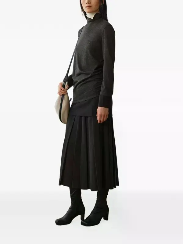 LESS Pleated A-line Midi Skirt