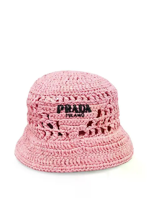 Prada Crochet Logo-embroidered Bucket Hat - Pink