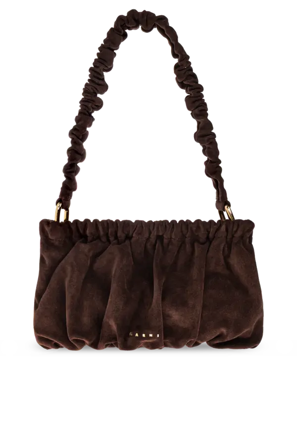 Marni Suede Gathered Bag - Brown
