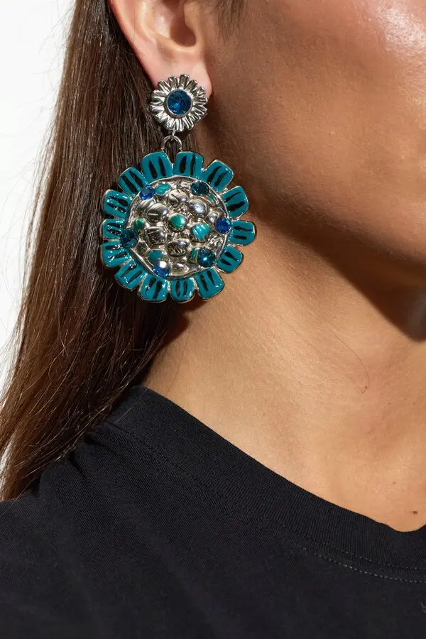 Marni Brass Floral Motif Earrings