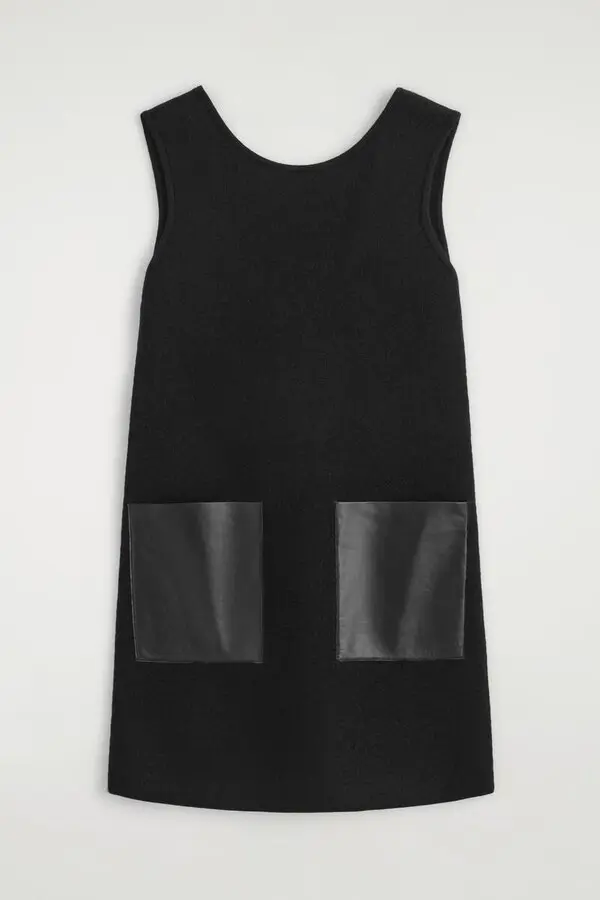 Cos Leather-patch Boiled-wool Mini Dress