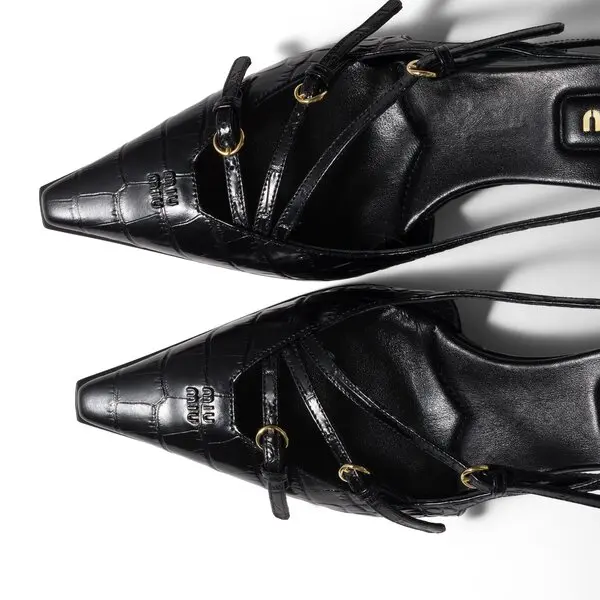 Miu Miu Croco-print Slingback Pumps