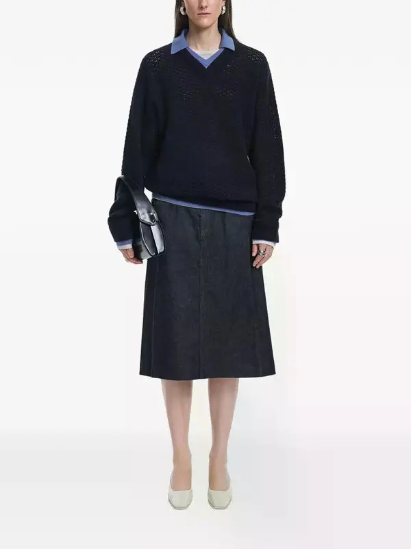 JNBY Pointelle-knit V-neck Sweater