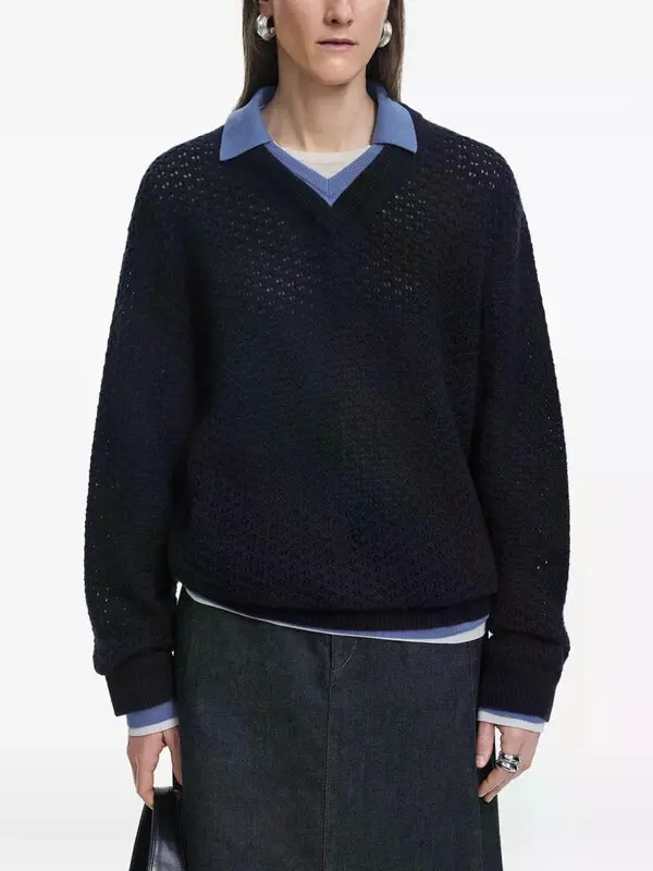 JNBY Pointelle-knit V-neck Sweater