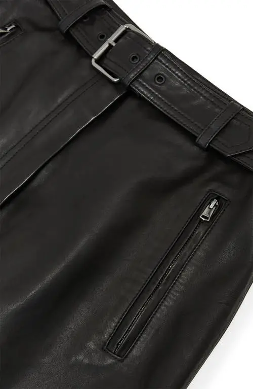 REISS Neriah Leather Midi Skirt