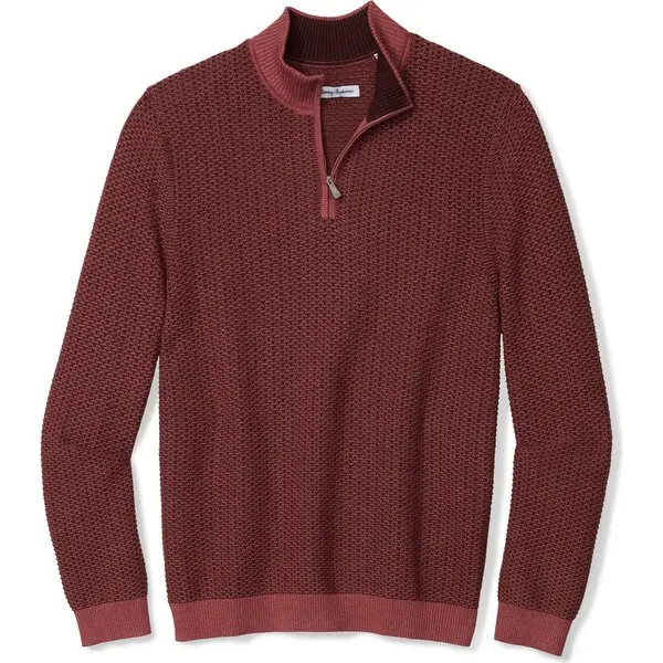 Tommy Bahama Coolside Clear Water Half Zip Sweater - Maroon