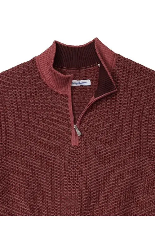 Tommy Bahama Coolside Clear Water Half Zip Sweater - Maroon