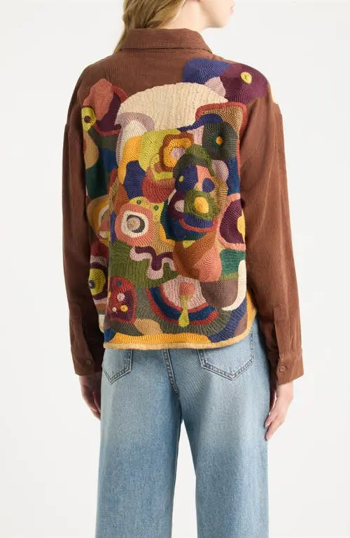 Love The Label Miracle Garden Embroidered Corduroy Shirt