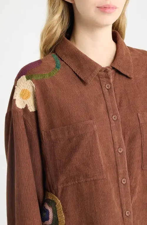 Love The Label Miracle Garden Embroidered Corduroy Shirt