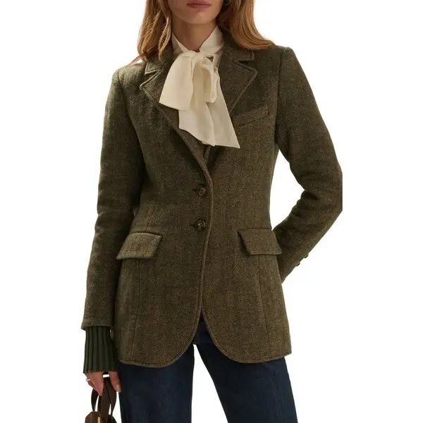 FAVORITE DAUGHTER The City Herringbone Wool Blend Blazer