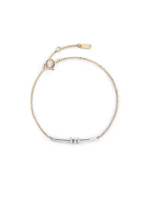 ANA LUISA Solid Yellow Golddiamond Links Bar Bracelet - Two-tone