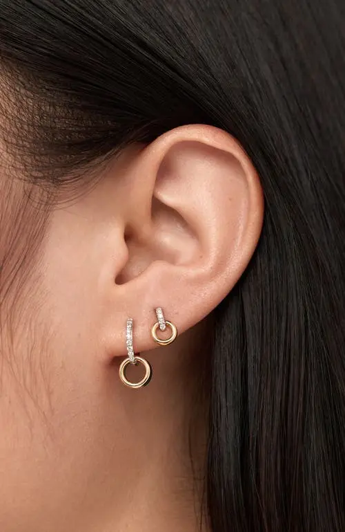 ANA LUISA Solid Yellow Golddiamond Links Hoop Earrings