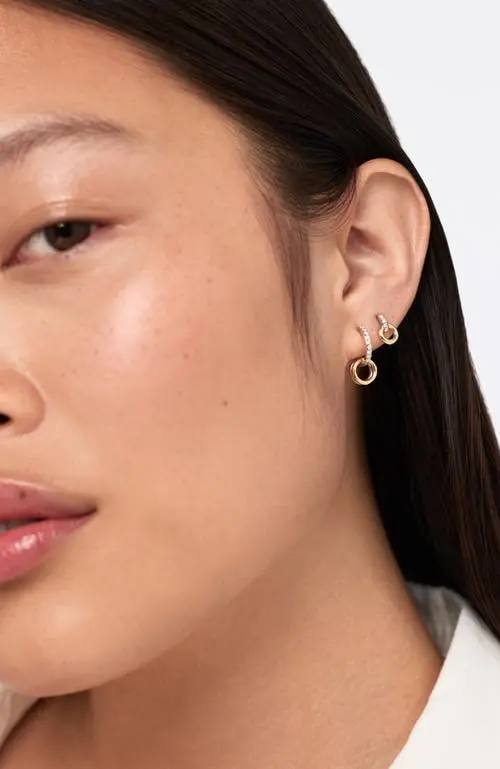 ANA LUISA Solid Yellow Golddiamond Links Hoop Earrings