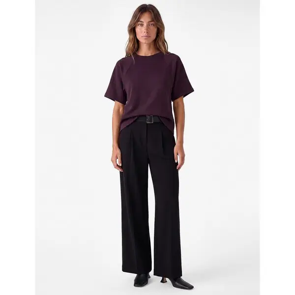 Koton Regular Fit Cotton Blend Short Reglan Sleeve Crew Neck Tee - Plum