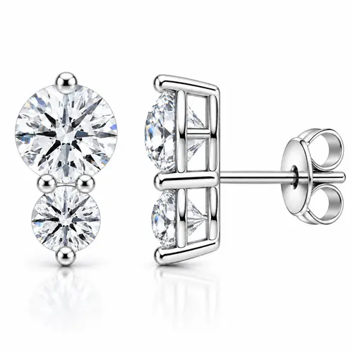 DONATELLO GIAN Sterling Two-stone Drop Earrings - Silver
