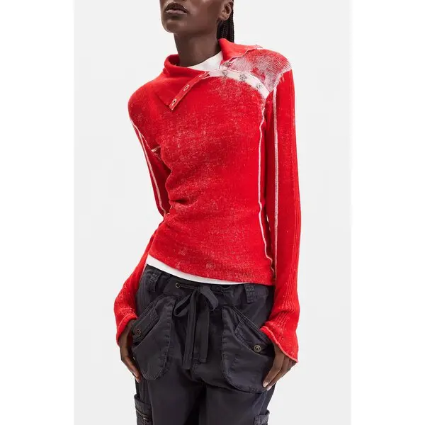 Desigual Acid Wash Ribbed Cotton Sweatshirt
