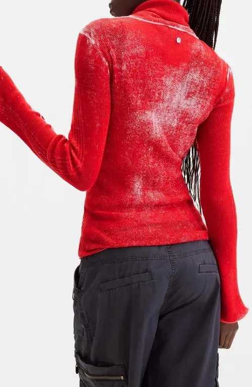 Desigual Acid Wash Ribbed Cotton Sweatshirt