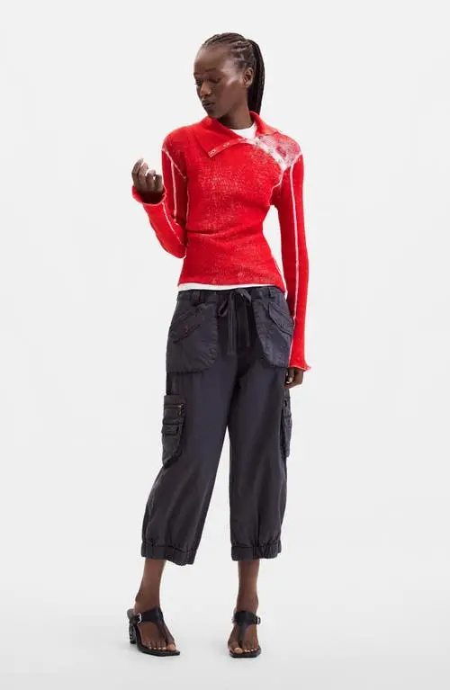 Desigual Acid Wash Ribbed Cotton Sweatshirt