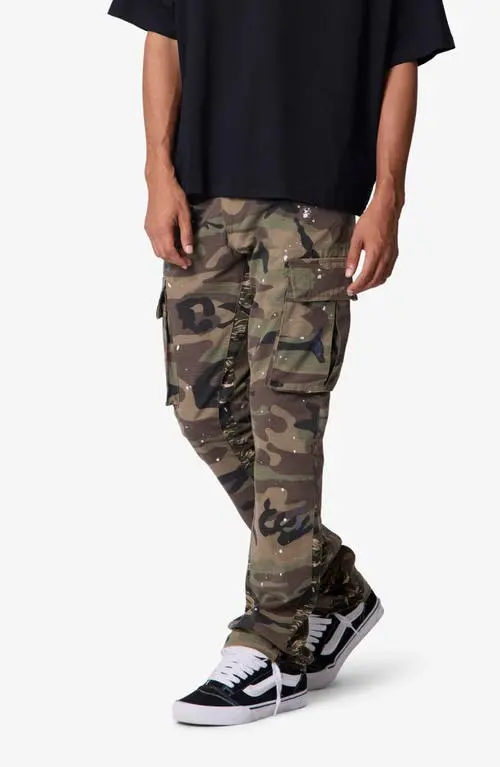 Mnml Paint Splatter Print Cotton Cargo Pants