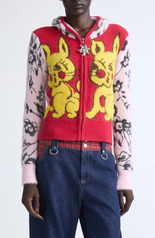 CHOPOVA LOWENA Squizzle Bun Bun Cardigan - Red Multi