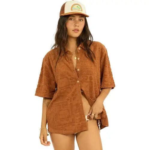 SISSTR REVOLUTION Swell Trip Terry Short-sleeve Knit Top - Coconut