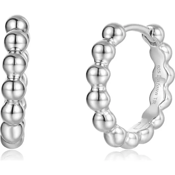 Lafonn Classic Lumina Beaded Huggie Hoop Earrings - Silver