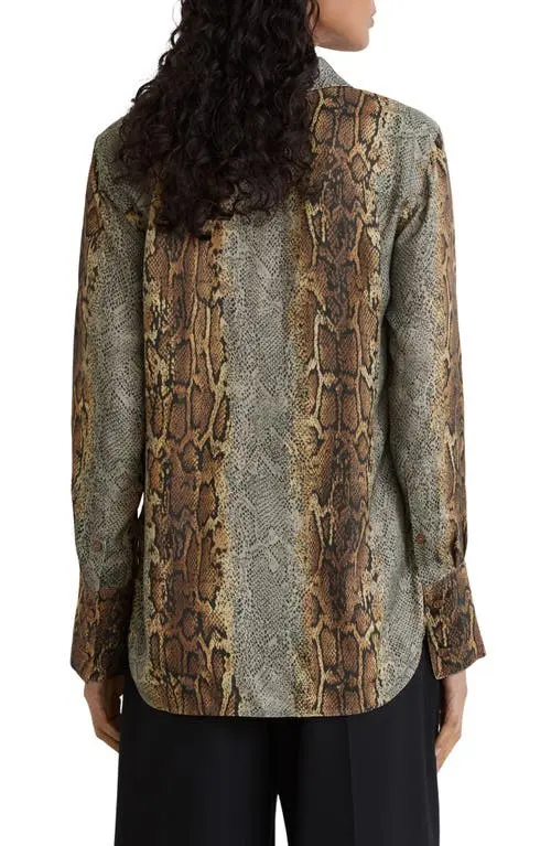 REISS Lyla Snakeskin Print Long Sleeve Shirt