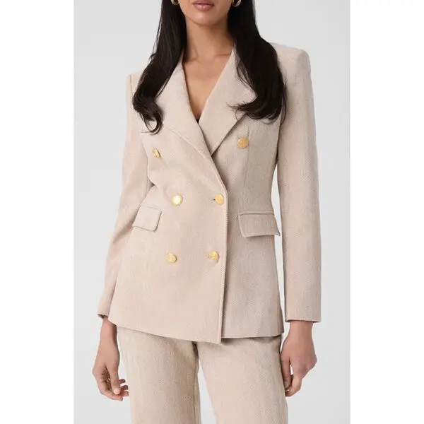 MARCIANO Lille Double Breasted Blazer - Light Oak Multi