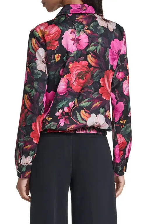 Karl Lagerfeld Paris Allover Print Long Sleeve Woven Shirt - Black Multi
