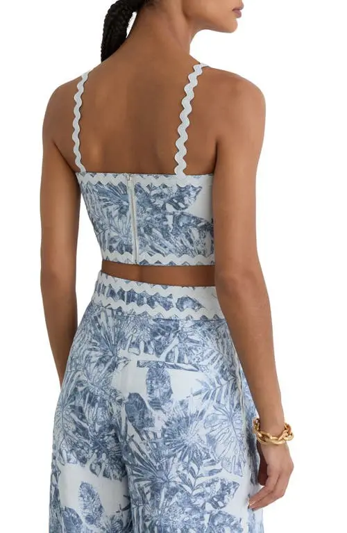 REISS Mila Ricrac Trim Linen Crop Tank