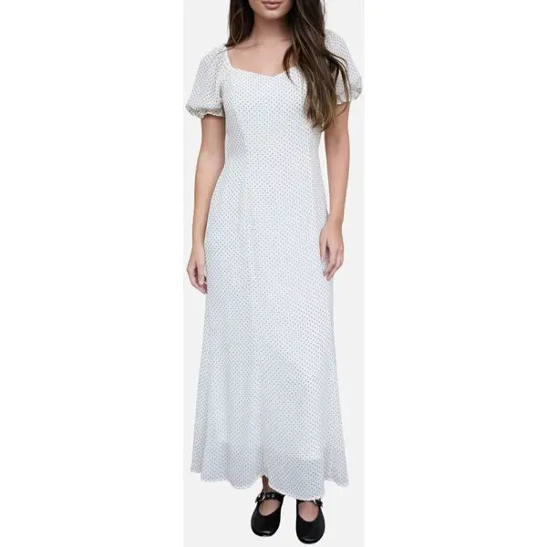BLU PEPPER Print Puff Sleeve Maxi Dress - Cream