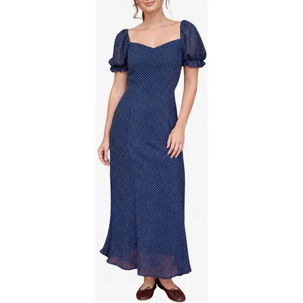 BLU PEPPER Print Puff Sleeve Maxi Dress - Navy