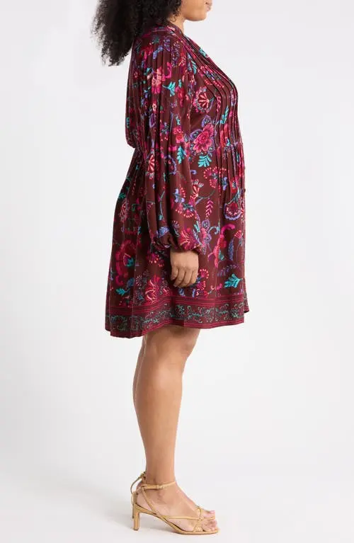 SUGARLIPS Tory Paisley Long Sleeve Babydoll Dress