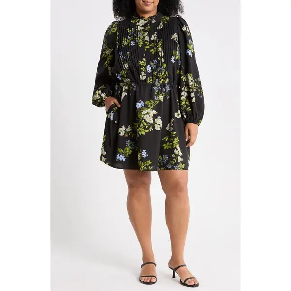 SUGARLIPS Marie Pleated Long Sleeve Minidress