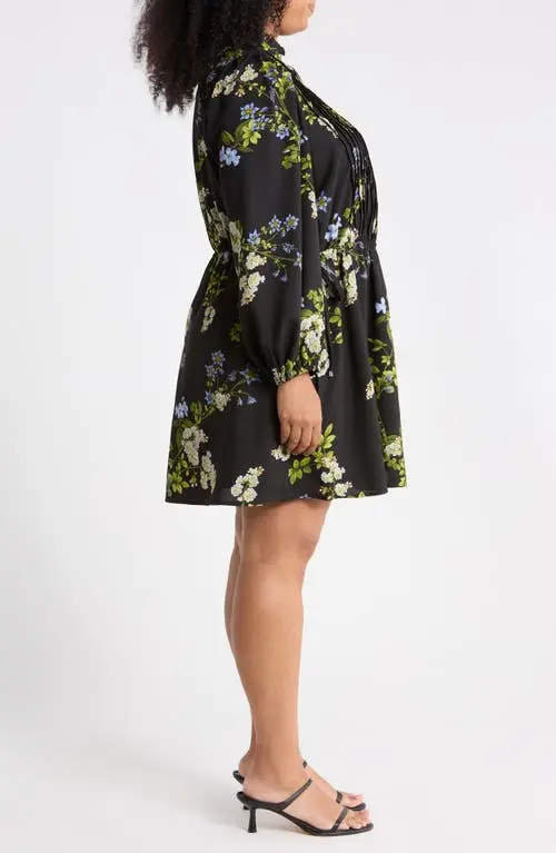 SUGARLIPS Marie Pleated Long Sleeve Minidress