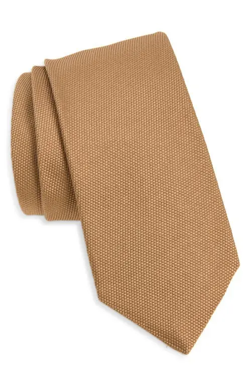 BOSS Solid Silk Tie - Medium Beige
