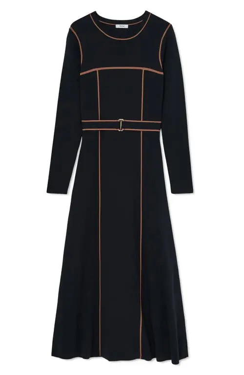 REISS Etta Long Sleeve Midi Sweater Dress - Navy/camel