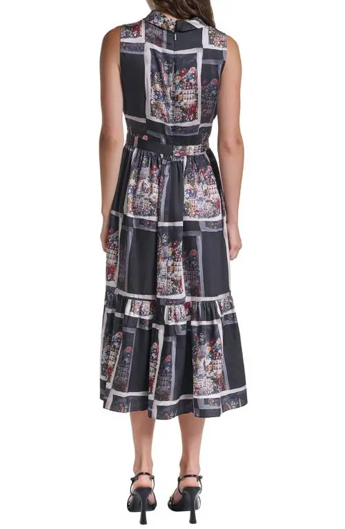Karl Lagerfeld Paris Paris Print Twill Midi Dress