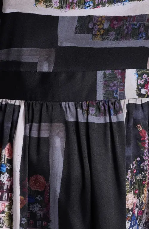 Karl Lagerfeld Paris Paris Print Twill Midi Dress