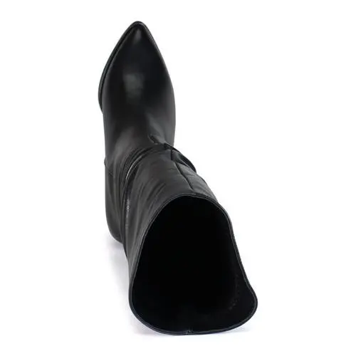 DIBA TRUE Fresh Rain Leather Ruched Knee High Boot - Black