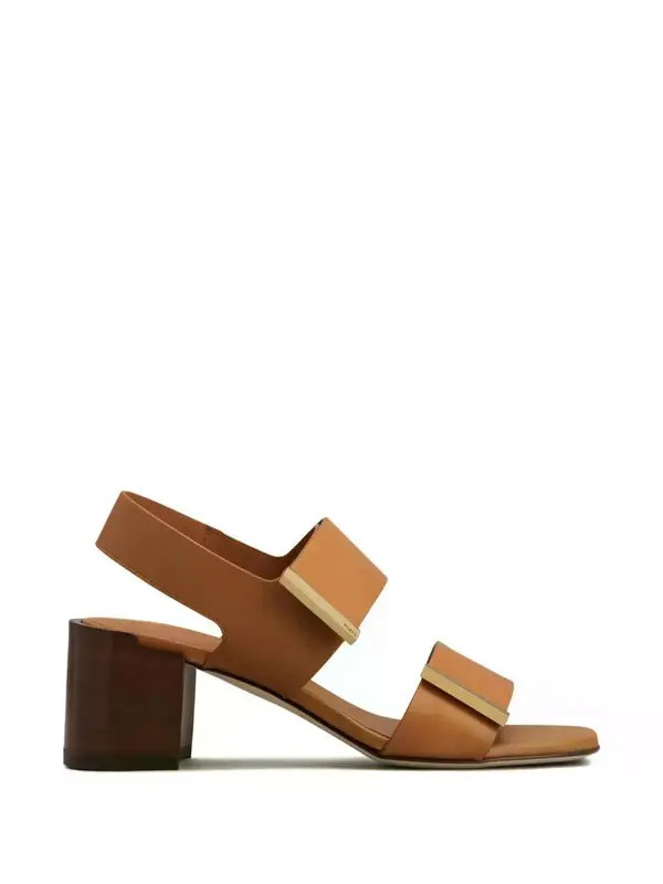 TOD'S Logo-plaque Block-heel Sandals - Brown