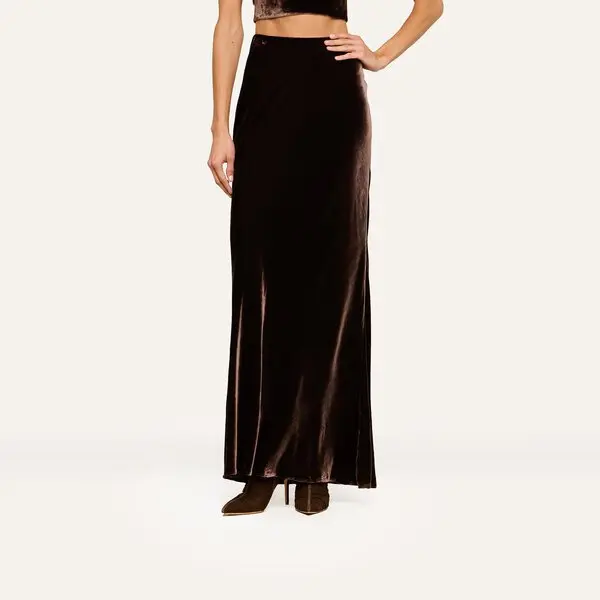 L'Agence Zeta Velvet Maxi Skirt