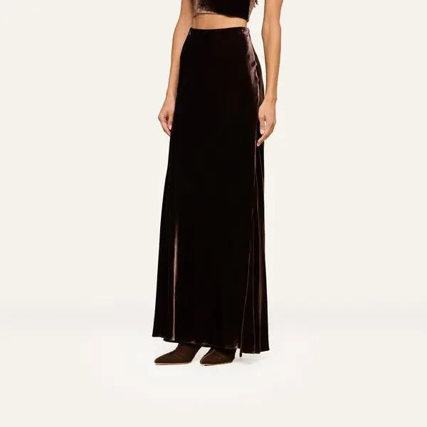 L'Agence Zeta Velvet Maxi Skirt