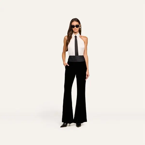 L'Agence Wren Neck-tie Top - White/black