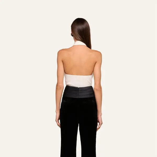 L'Agence Wren Neck-tie Top - White/black