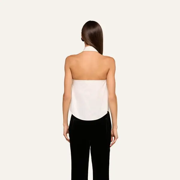 L'Agence Wren Neck-tie Top - White/black