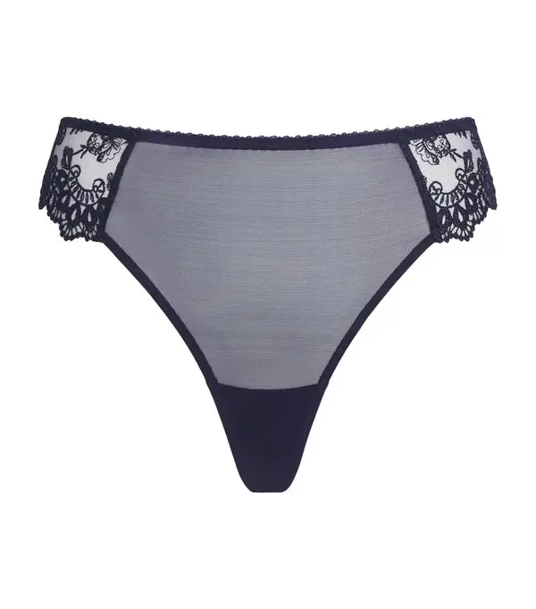 Simone Perele Lace Passion Tanga Briefs - Blue