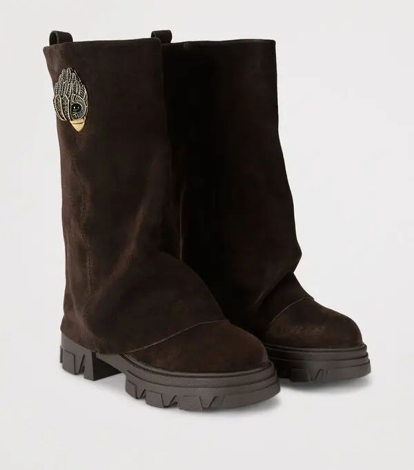 Kurt Geiger Suede Stomp Foldover Boots 50